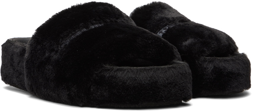 Stella McCartney Black Signature Fuzzy Slides Stella McCartney