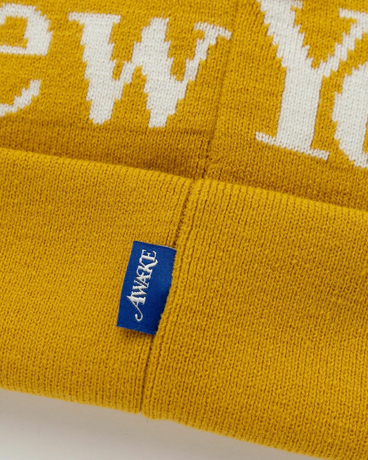 Awake Serif Logo Beanie Yellow Beanies Awake NY