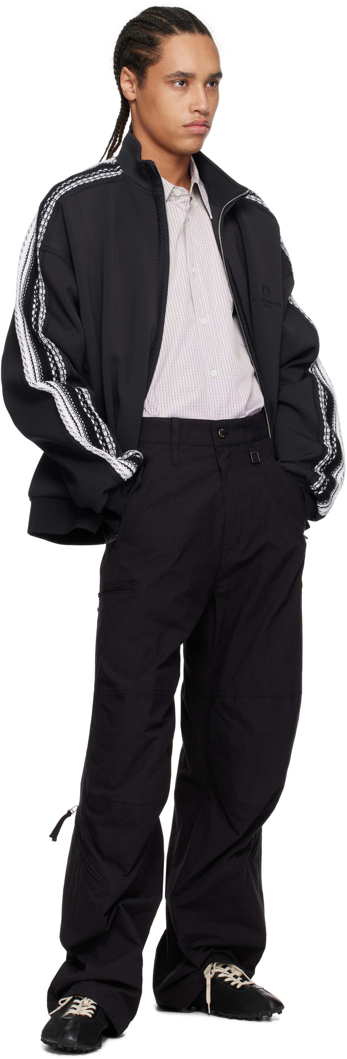 WOOYOUNGMI Navy Knit Detail Track Jacket Wooyoungmi