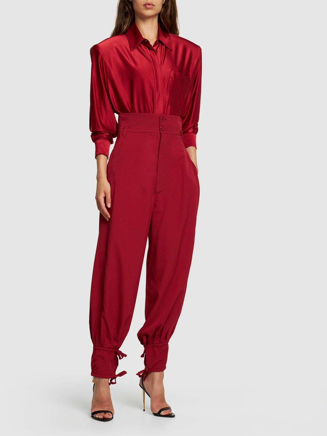 ALEXANDRE VAUTHIER - High Rise Wide Crepe Pants Alexandre Vauthier