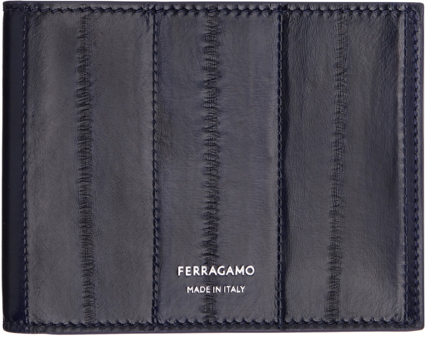 Ferragamo Navy Pinched Seam Wallet Salvatore Ferragamo