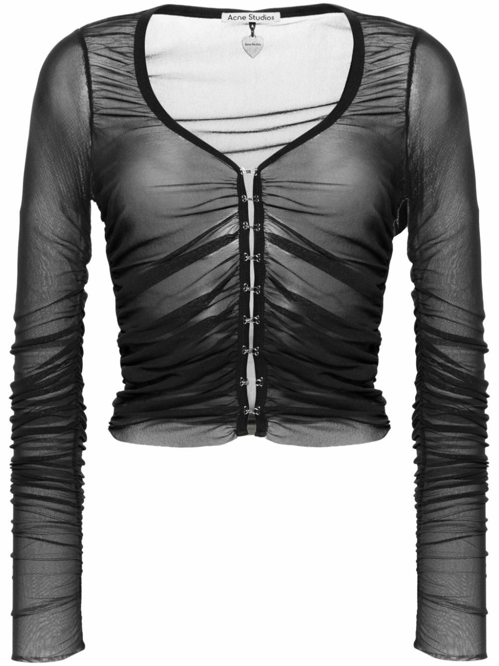 Acne Studios Grey Mesh Cropped Blouse Acne Studios