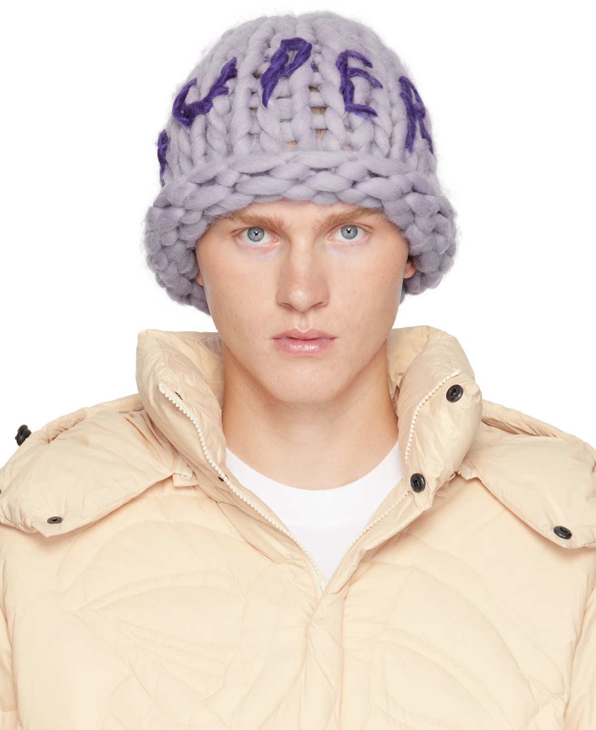 KidSuper Purple Hand Knit Chunky Knit Beanie KidSuper