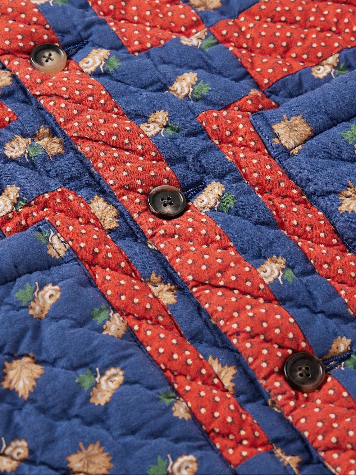 BODE - Sheepfold Quilted Padded Printed Cotton Jacket - Blue Bode