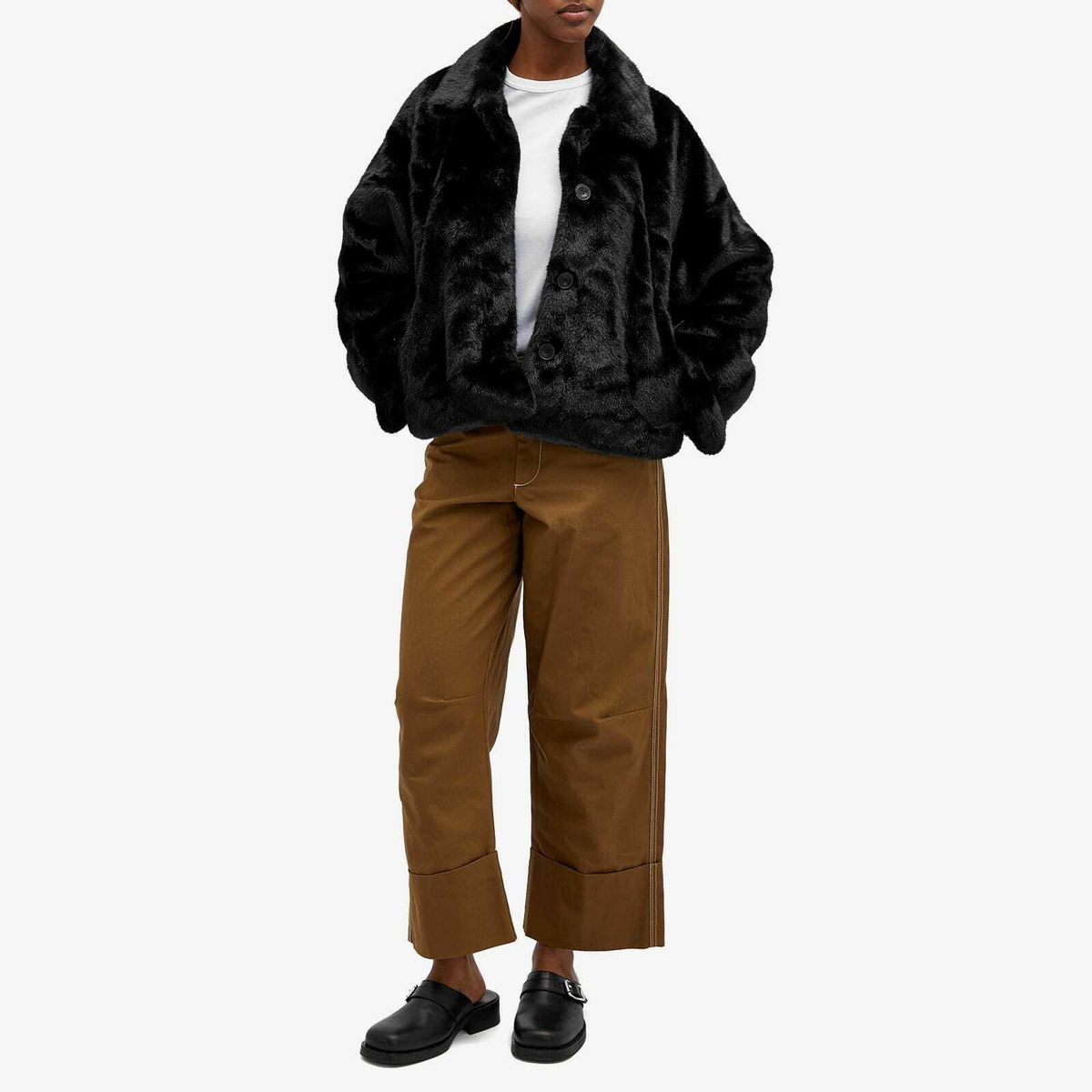 Meotine Women's Kelly Faux Fur Jacket in Black Meotine