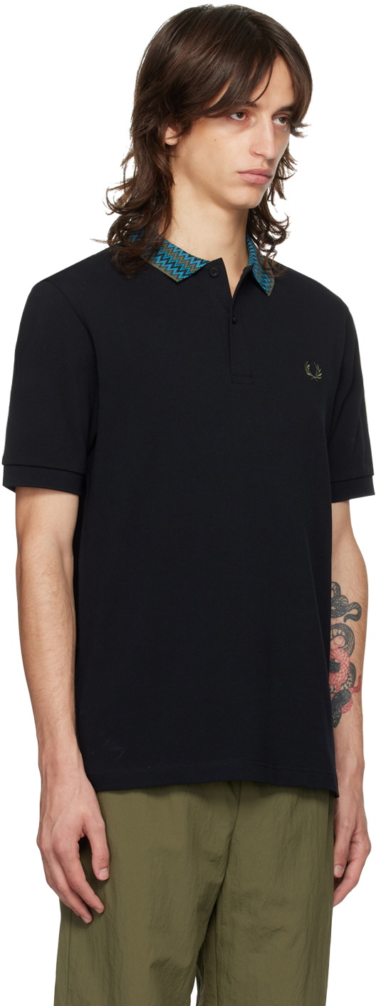 Fred Perry Black Jacquard Collar Polo Fred Perry
