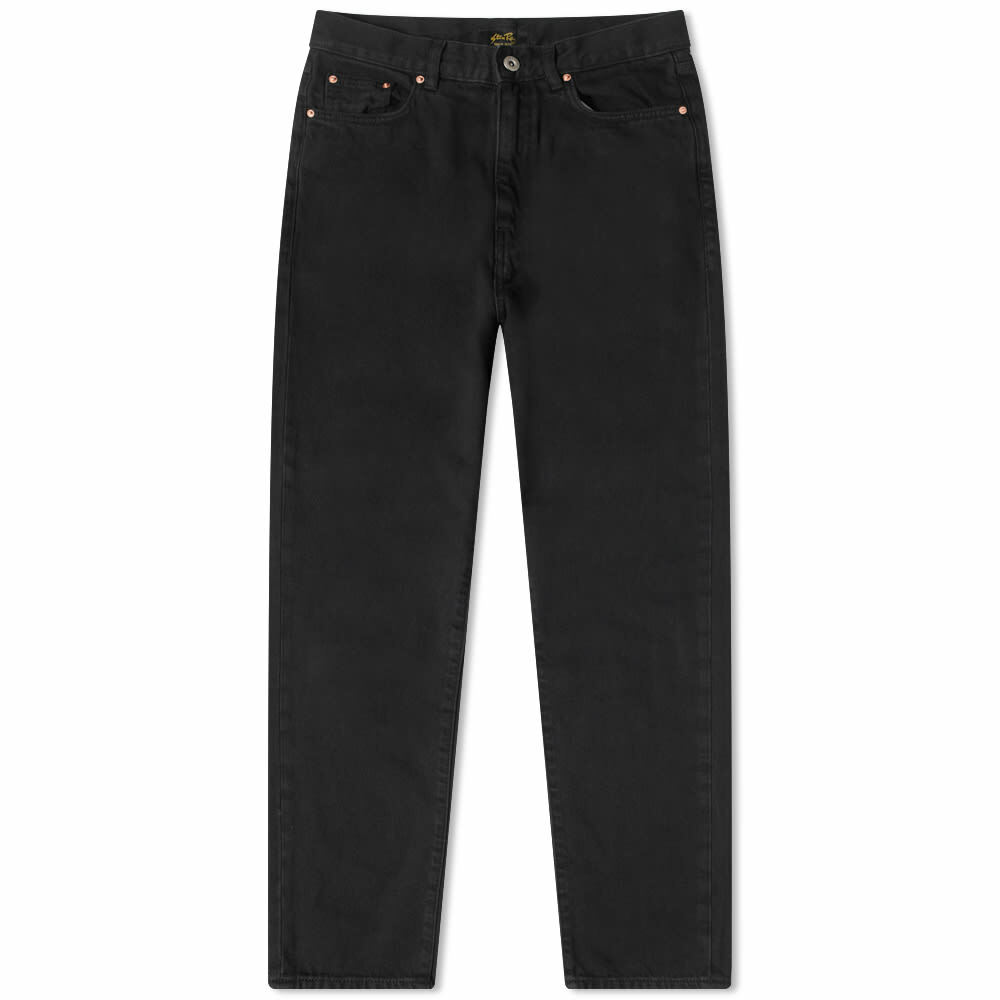 Stan Ray Men's 5 Pocket Tapered Jean in Washed Black Stan Ray