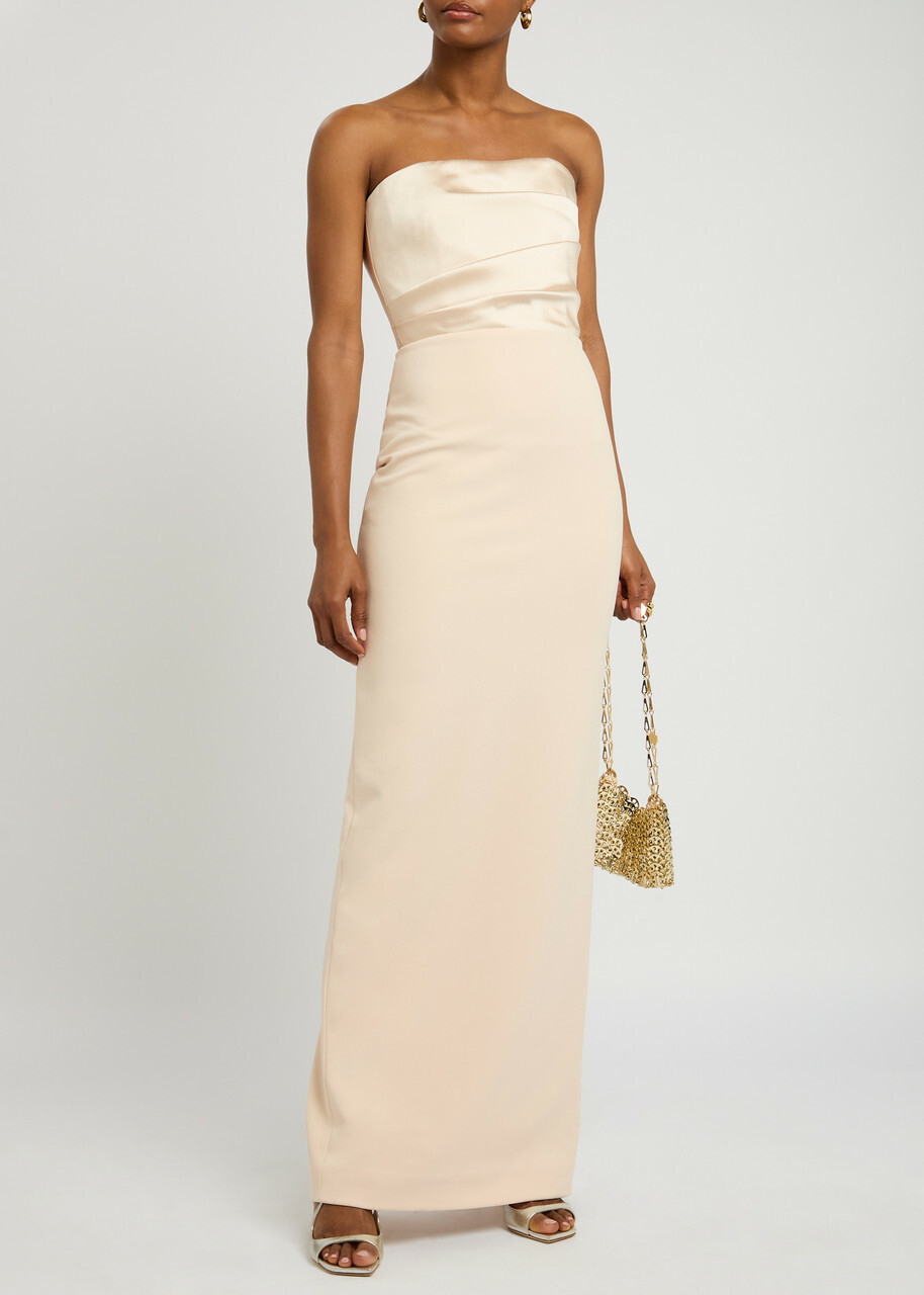 Solace London Afra Strapless Stretch-crepe Gown Cream Solace London