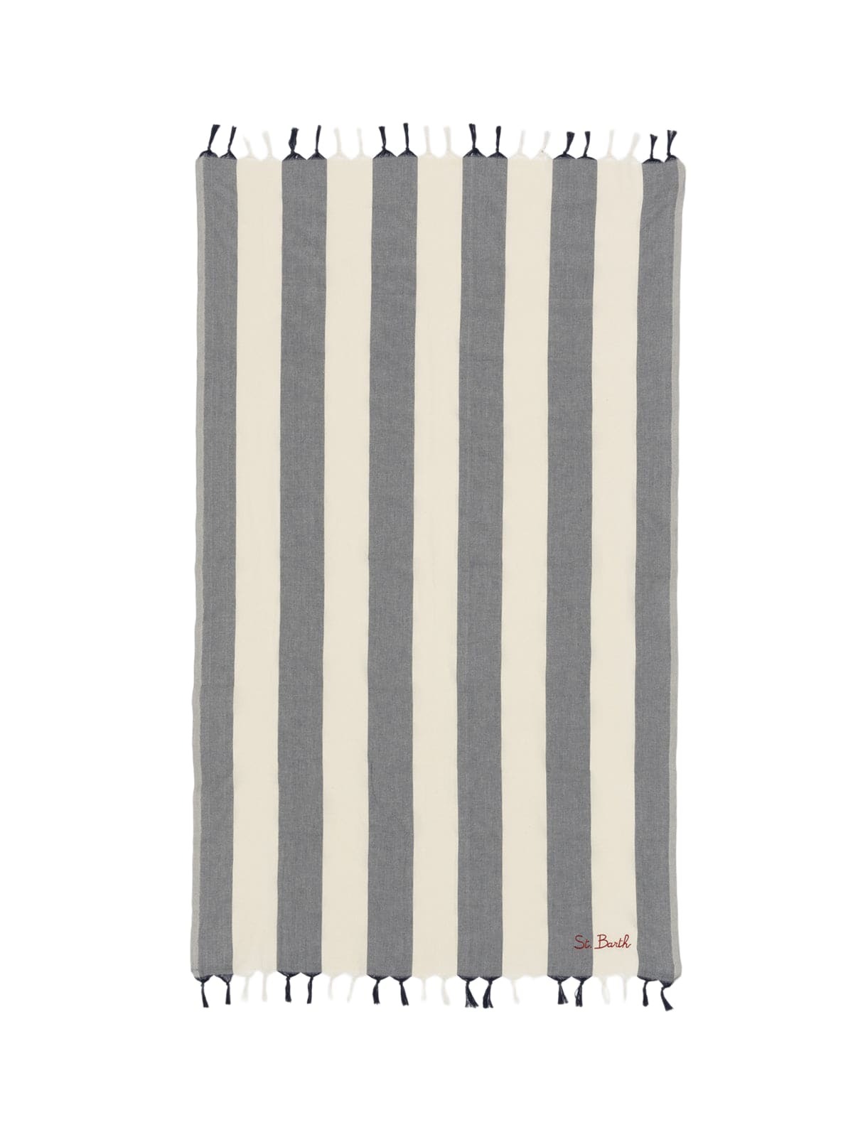 MC2 Saint Barth Light Cotton Beach Towel Fouta With Navy Blue Striped ...