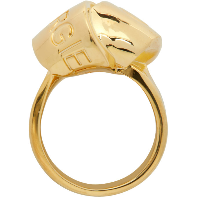 MM6 Maison Margiela Gold Logo Knot Ring MM6 Maison Margiela