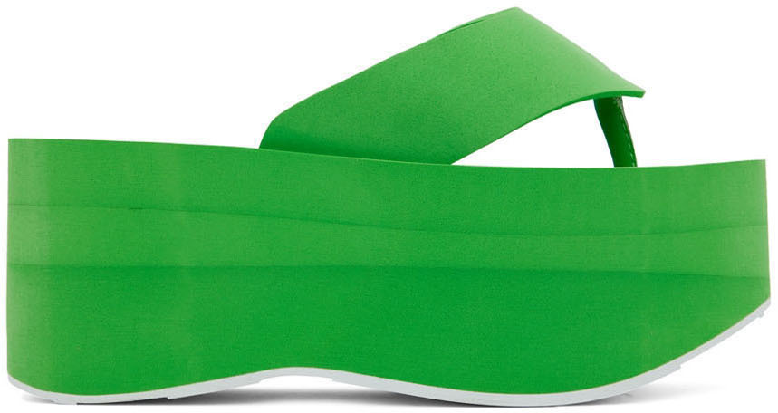 MSGM Green Rubber Platform Sandals MSGM