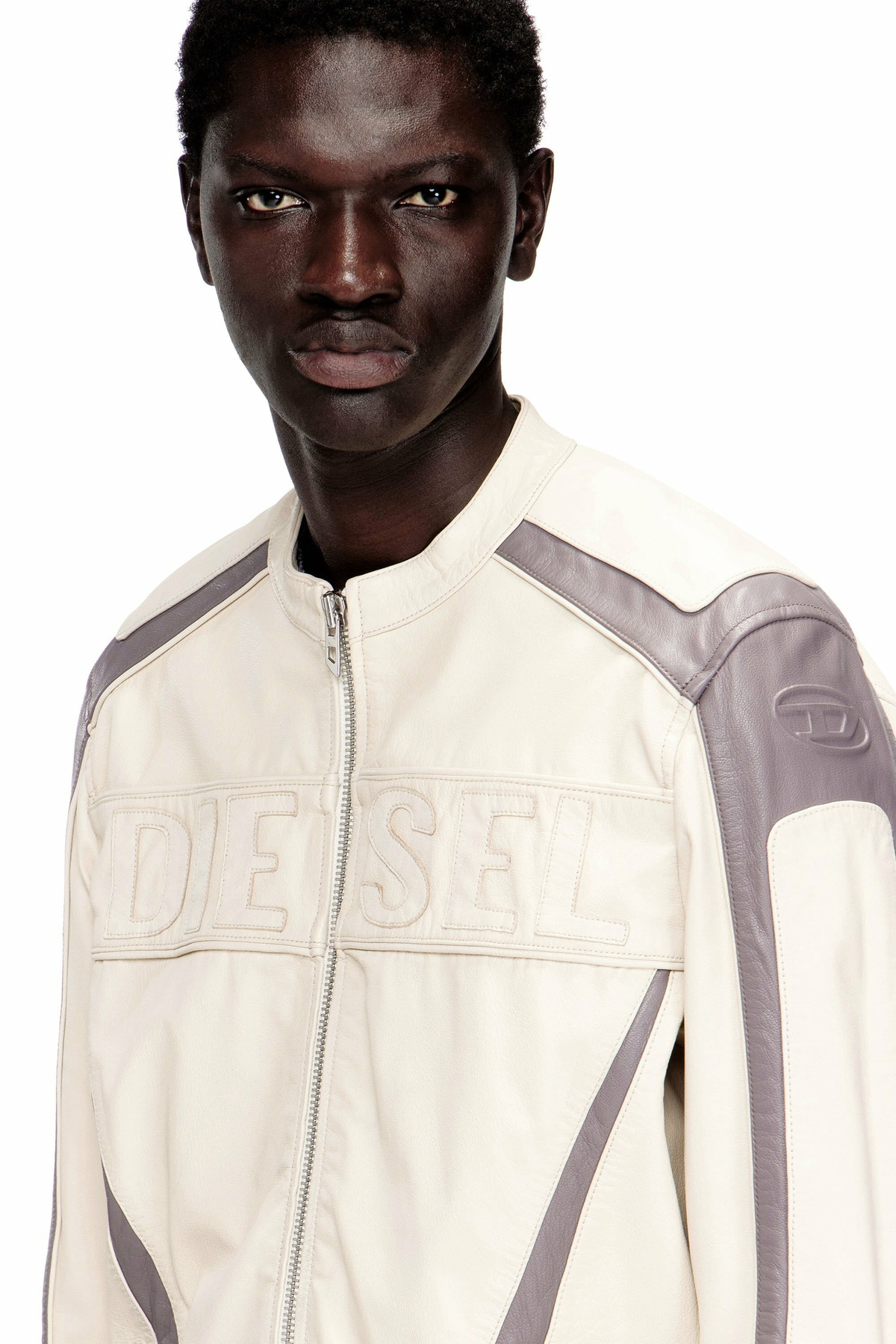 Diesel Colour-block leather biker jacket - Leather jackets Mens in ...