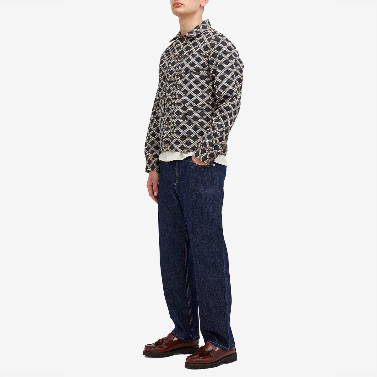 Kardo Men's Marvin Jacquard Weave Trucker Jacket in Blue Kardo