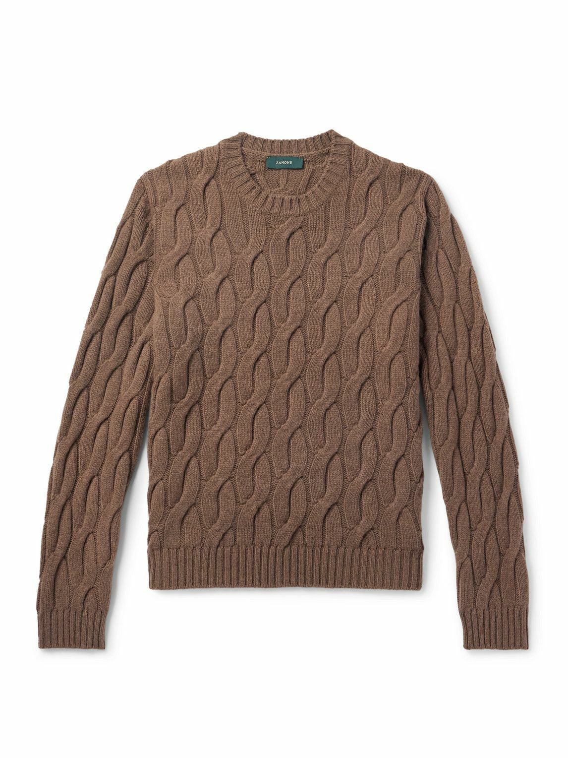 Incotex - Zanone Cable-Knit Wool Sweater - Brown Incotex
