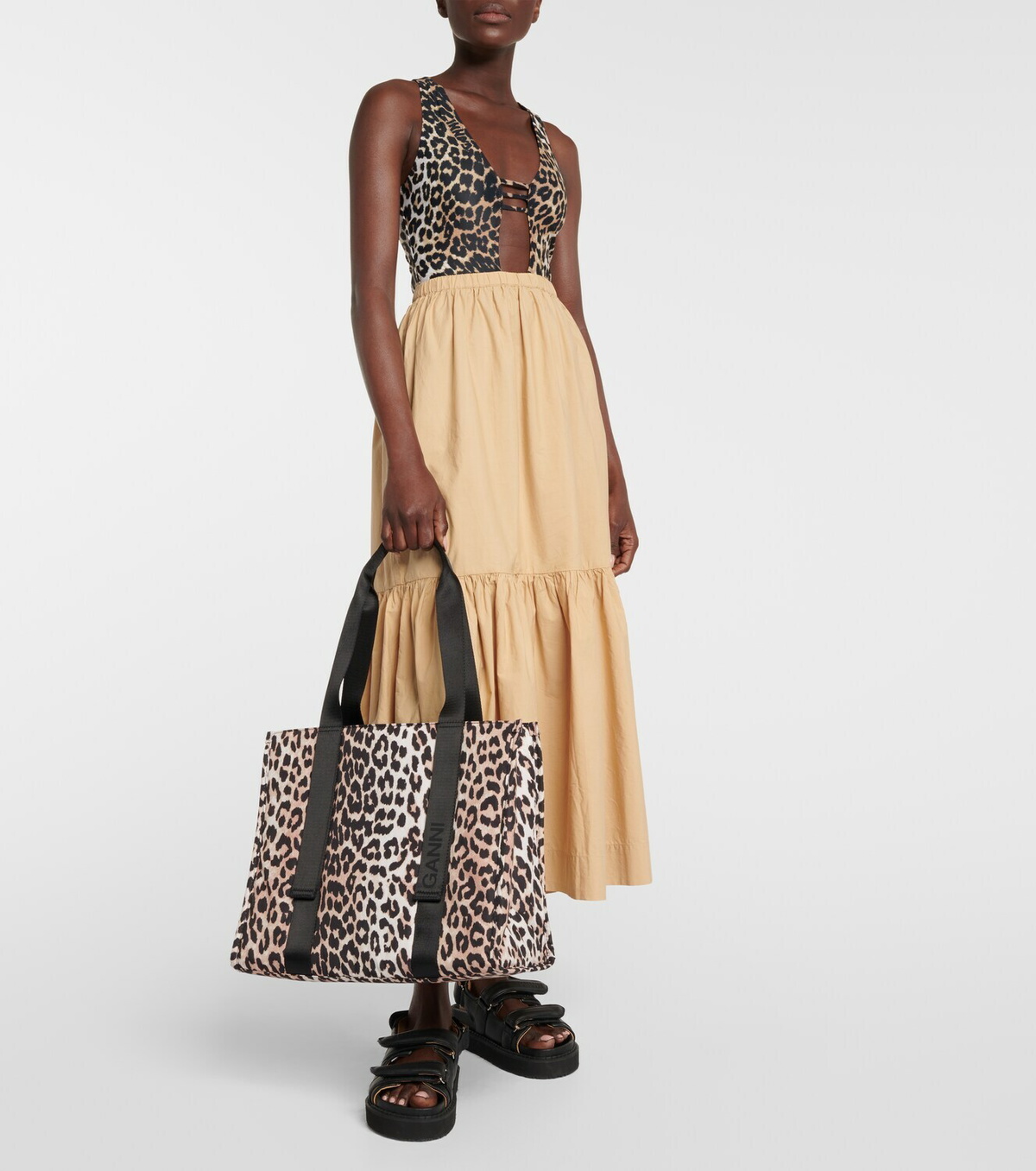 Ganni Leopard-print tote bag GANNI