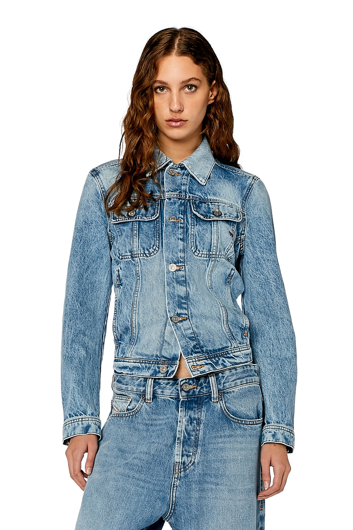 Diesel Trucker jacket in denim - Denim Jackets Womens in Blue Diesel