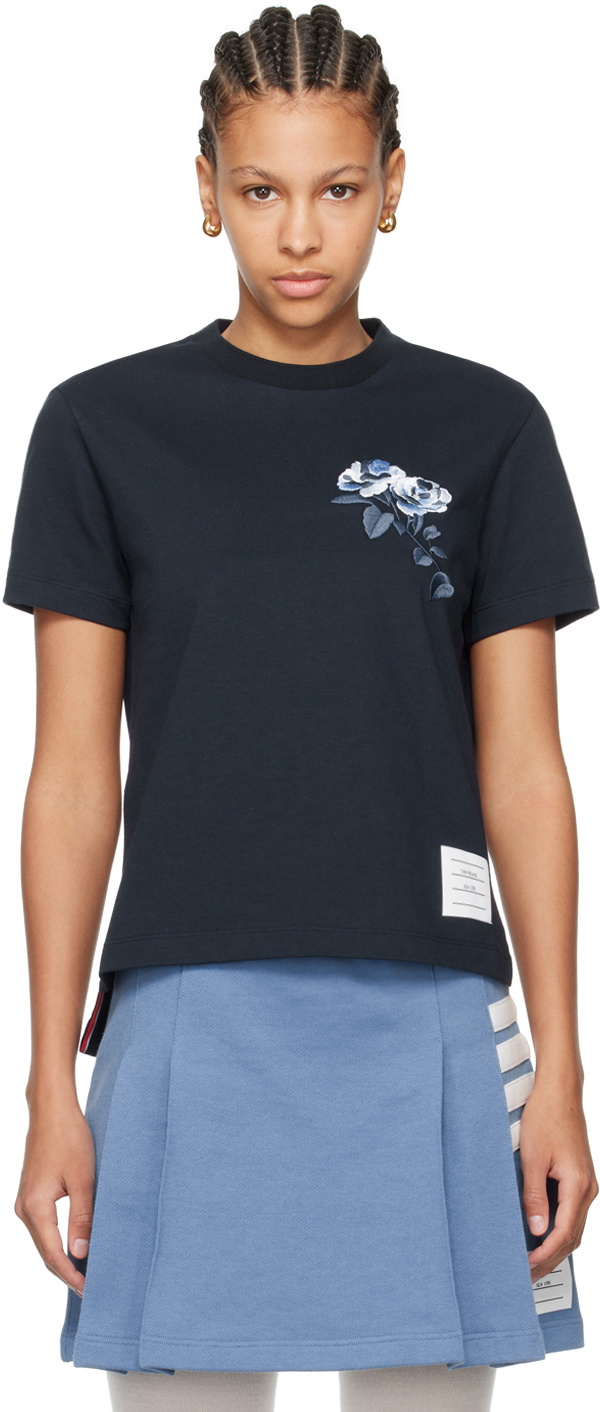 Thom Browne Navy Rose T-Shirt Thom Browne