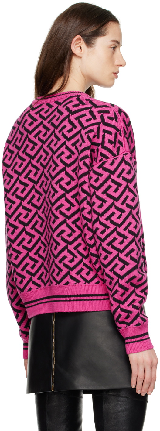 Versace Pink 'La Greca' Medusa Sweater Versace