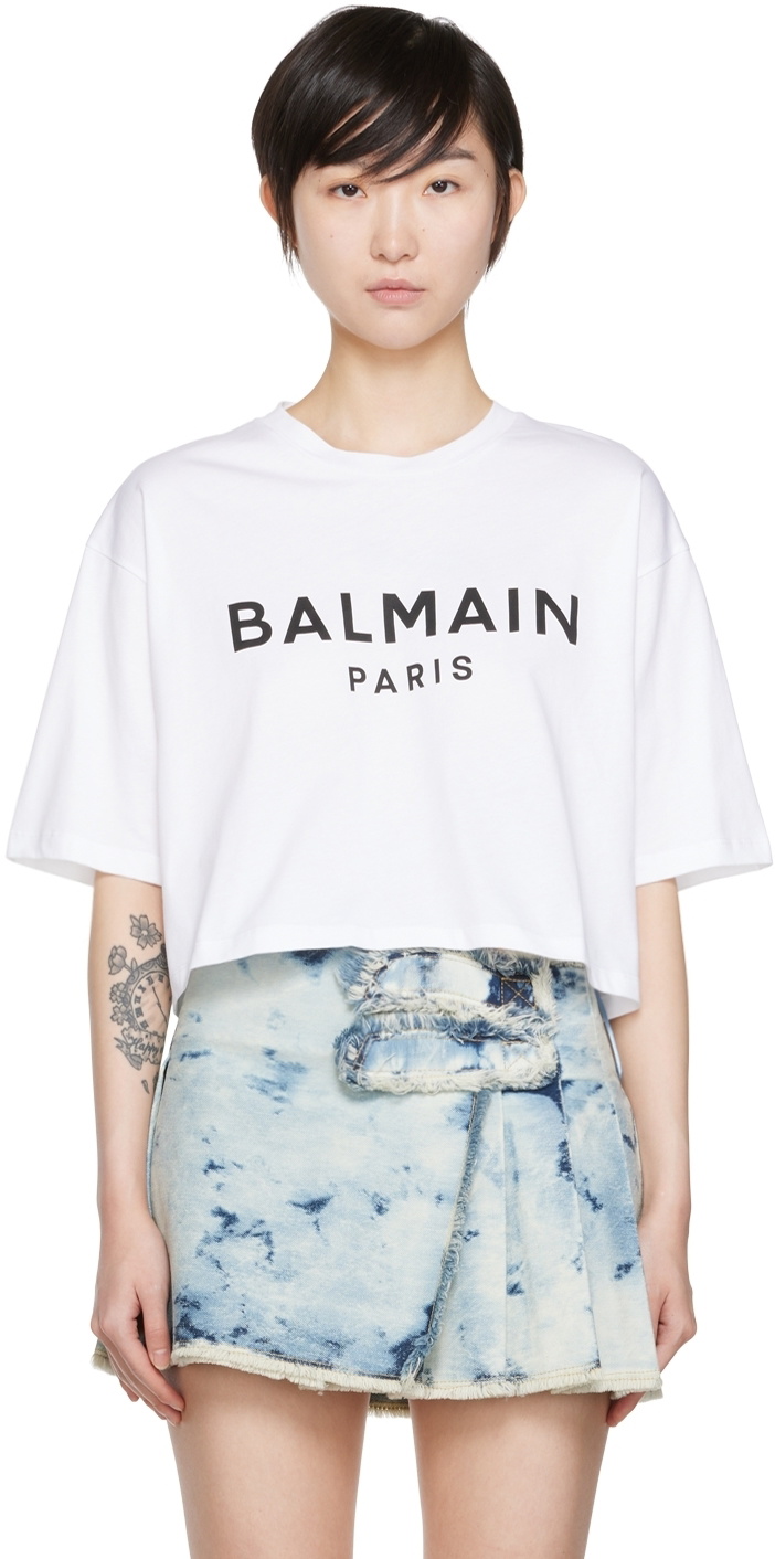 Balmain White Organic Cotton T-Shirt Balmain