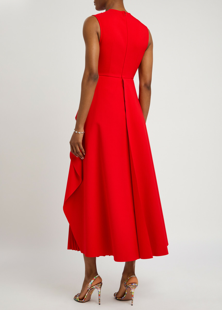 Solace London Severny Crepe Midi Dress Red Solace London