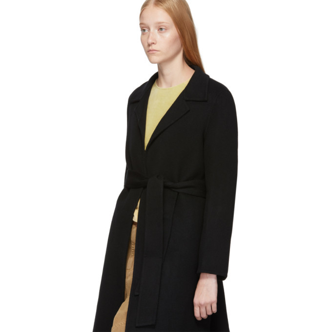 The Loom Black Wool A-Line Coat The Elder Statesman