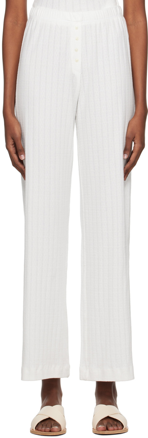LESET White Boxer Lounge Pants LESET