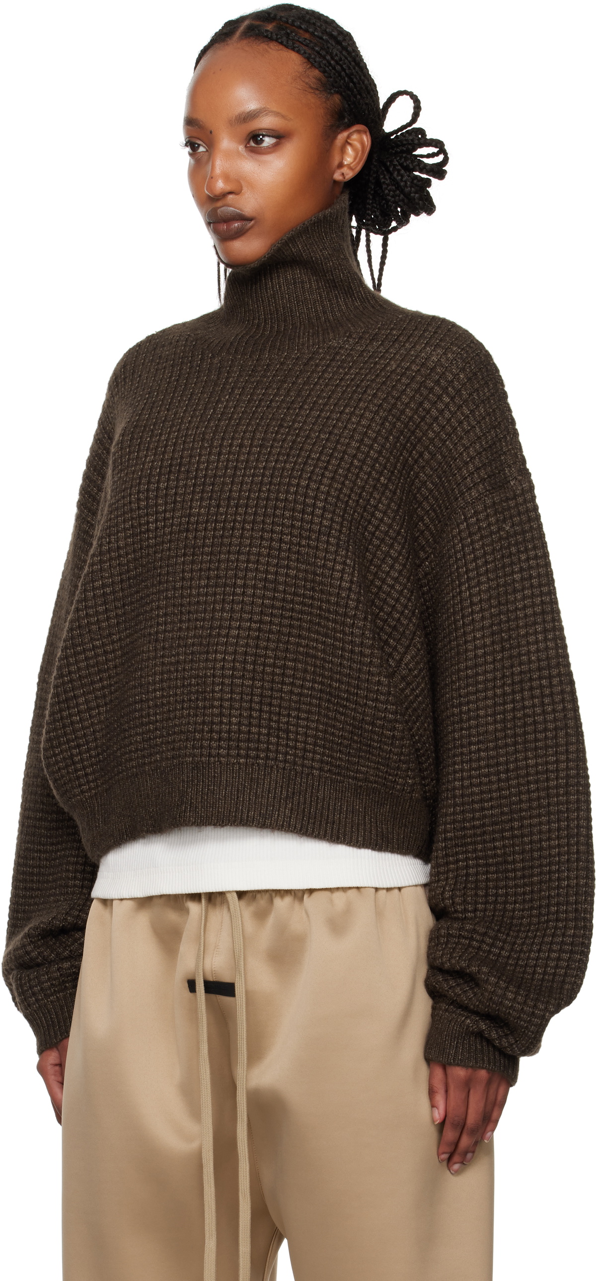 Fear of God ESSENTIALS Brown Heavy Waffle Turtleneck Fear Of God Essentials