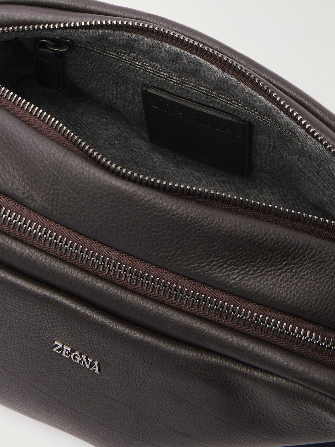 Zegna - Logo-Appliquéd Full-Grain Leather Wash Bag Zegna