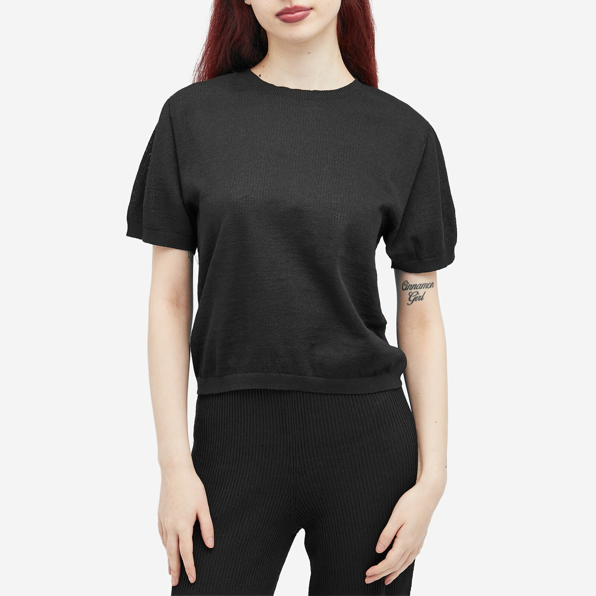 Snow Peak Women's High Gauge Light Knit Top in Black Snow Peak