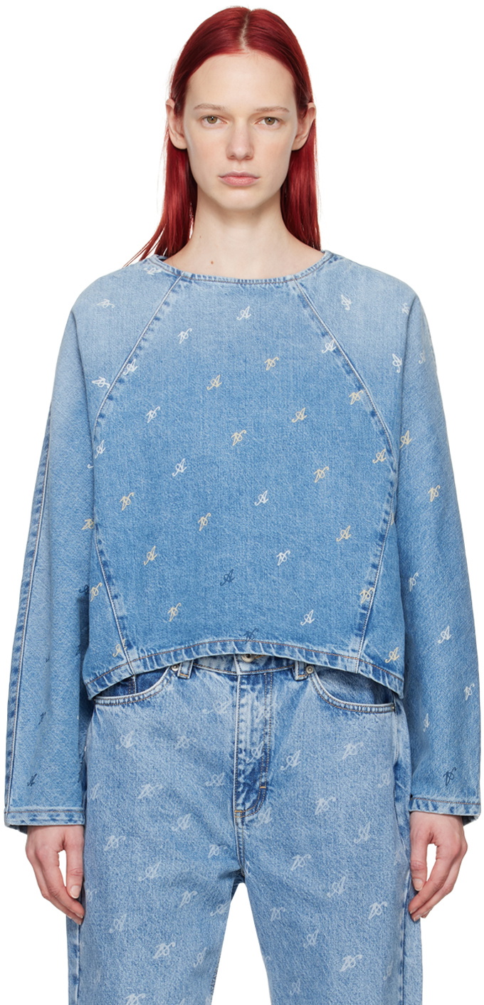 Axel Arigato Blue Daisy Script A Denim Blouse Axel Arigato