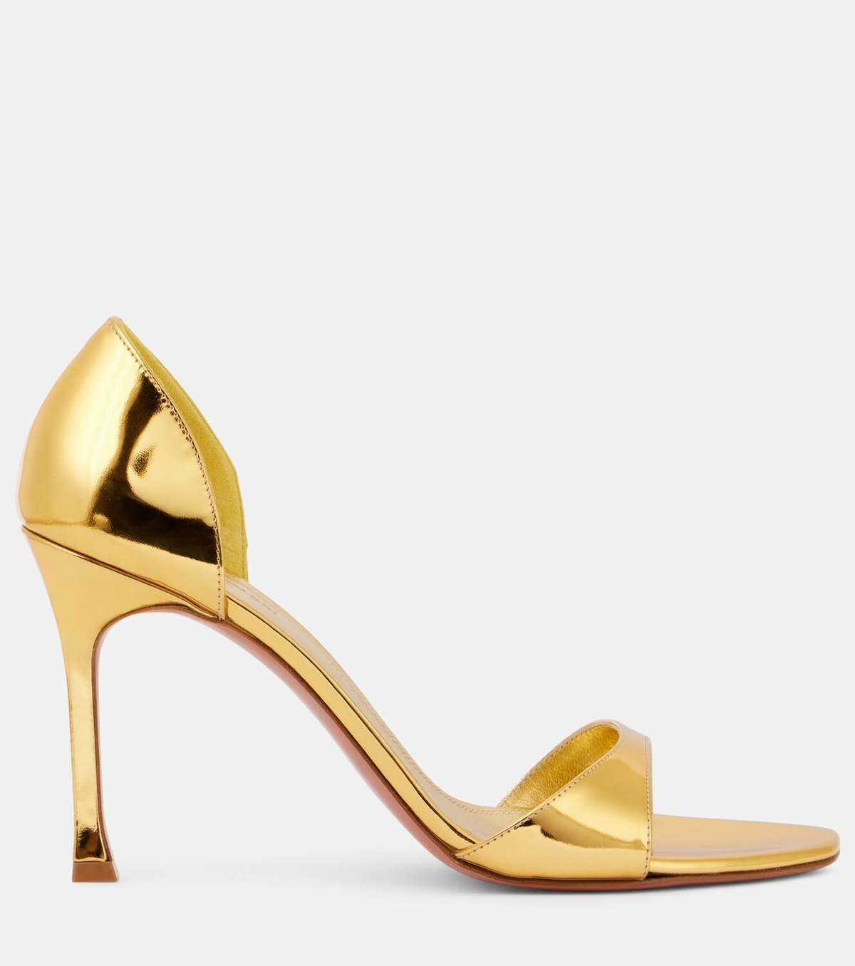 Amina Muaddi Agnese 95 mirrored leather sandals Amina Muaddi
