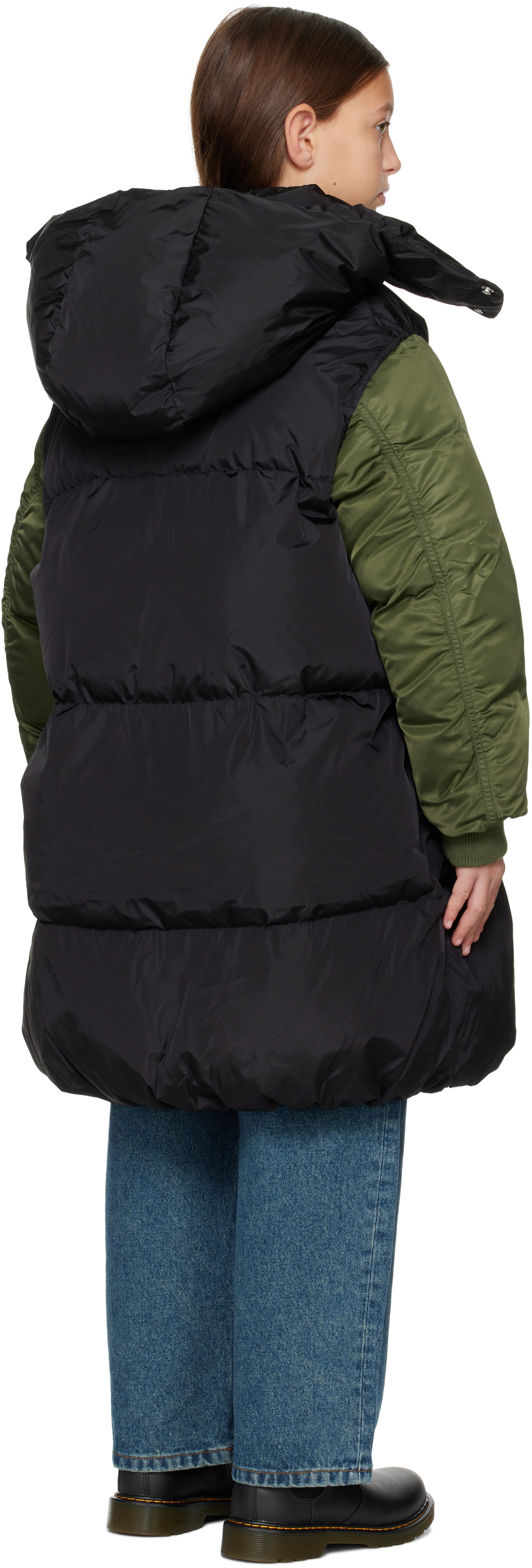 MM6 Maison Margiela Kids Black & Green Paneled Puffer Coat MM6 Maison ...