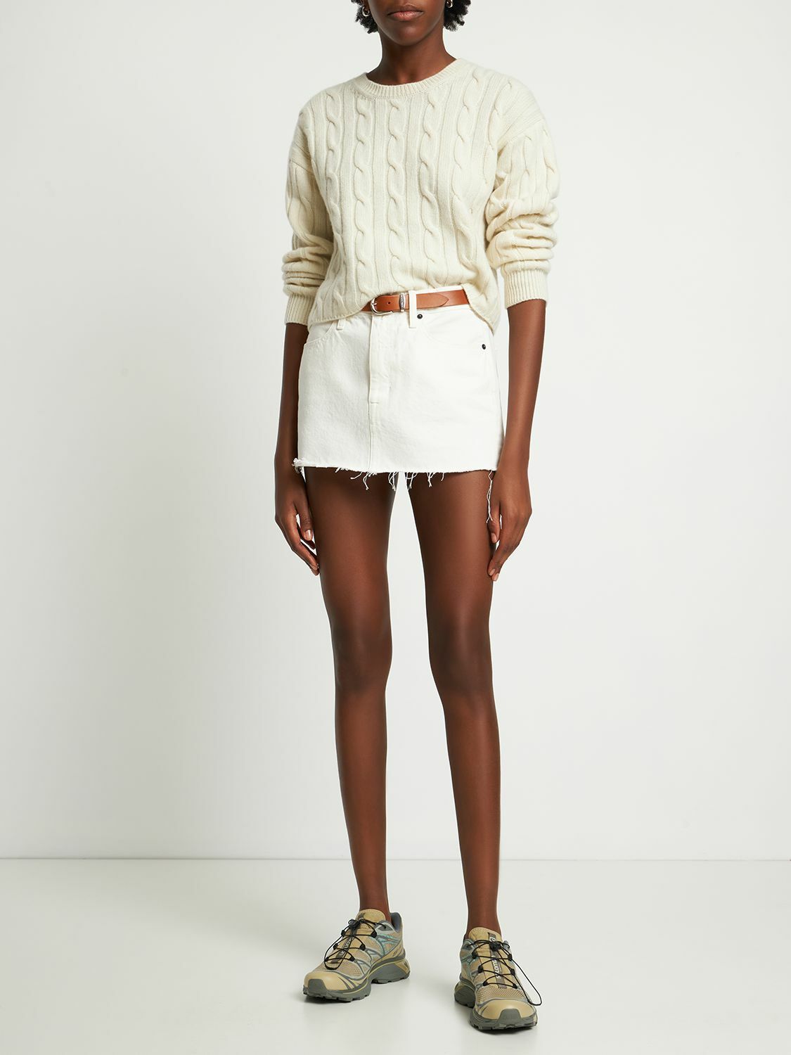 SLVRLAKE Micro Cut Off Cotton Denim Mini Skirt SLVRLAKE