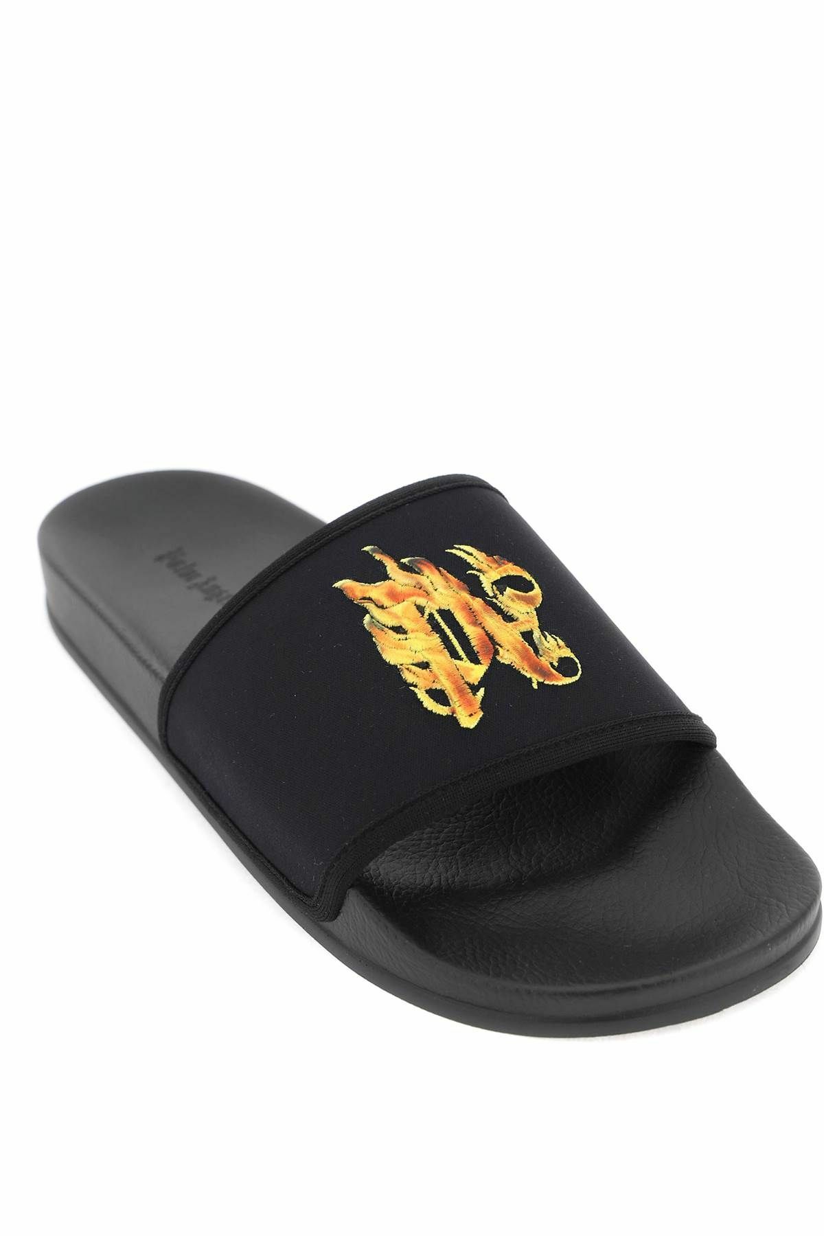 PALM ANGELS burning monogram slides Black Palm Angels