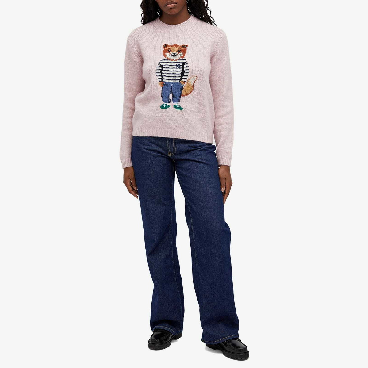 Maison Kitsuné Women's Dressed Fox Jumper in Light Pink Maison Kitsune