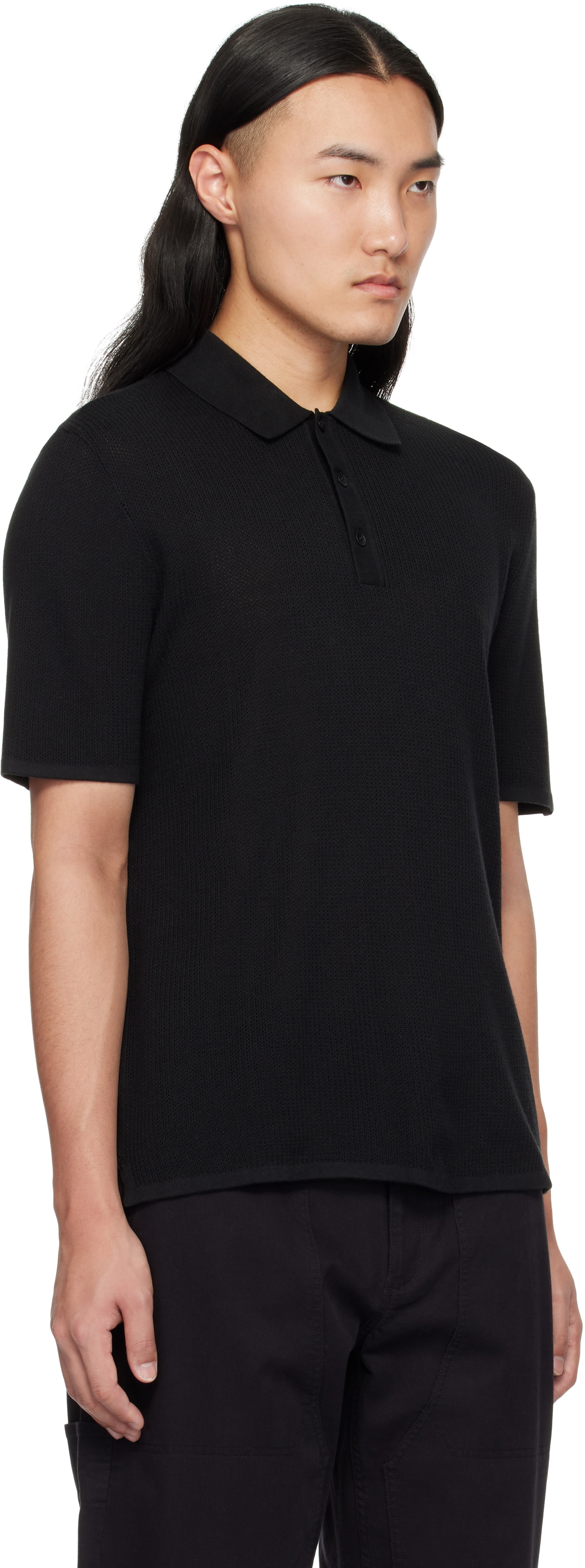 rag & bone Black Harvey Knit Polo Rag and Bone