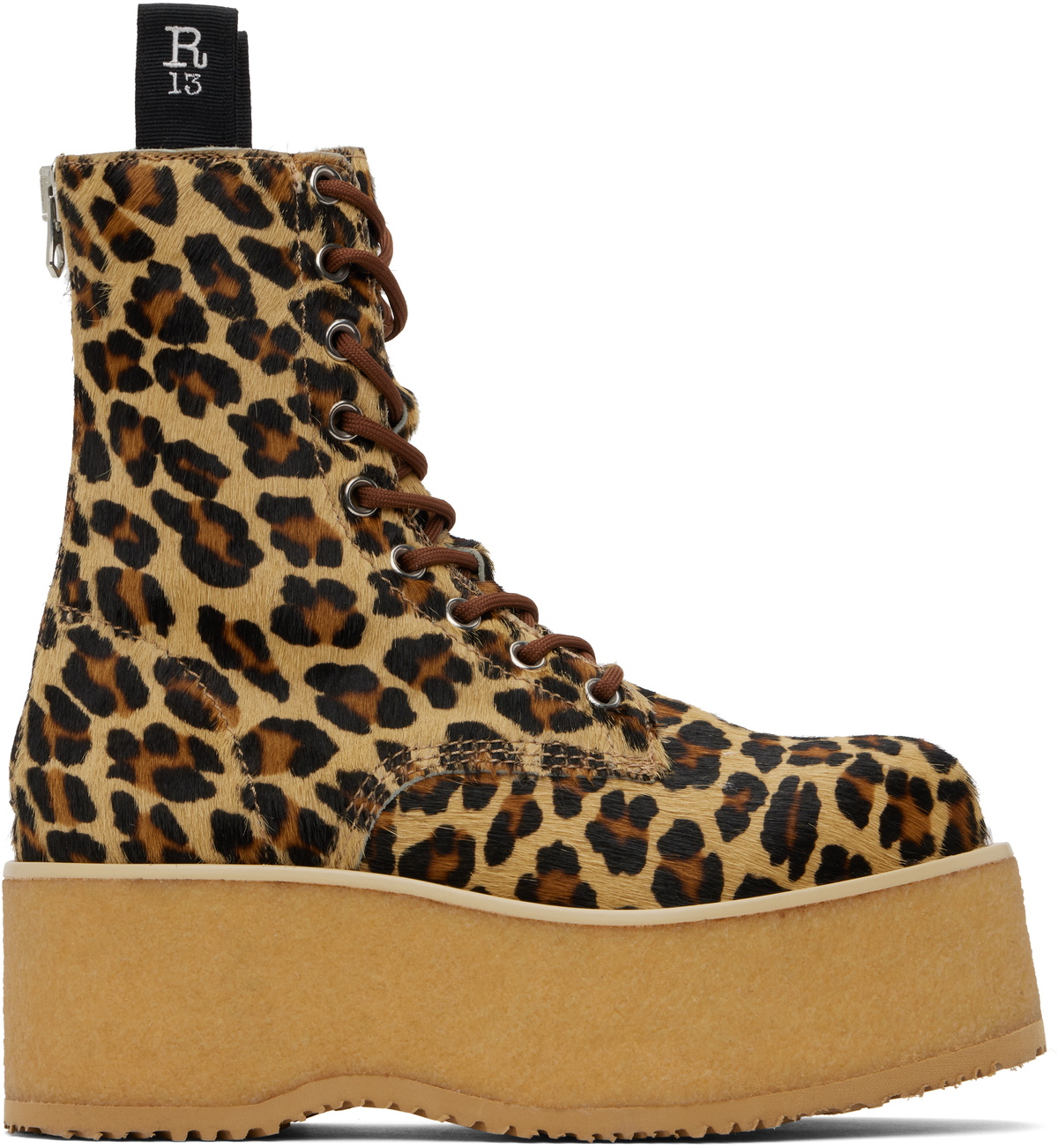 R13 Beige & Brown Double Stack Boots R13