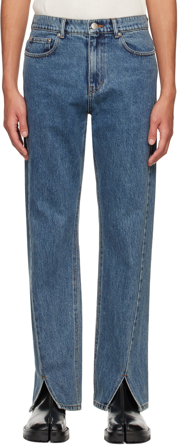 System Blue Front Slit Jeans System