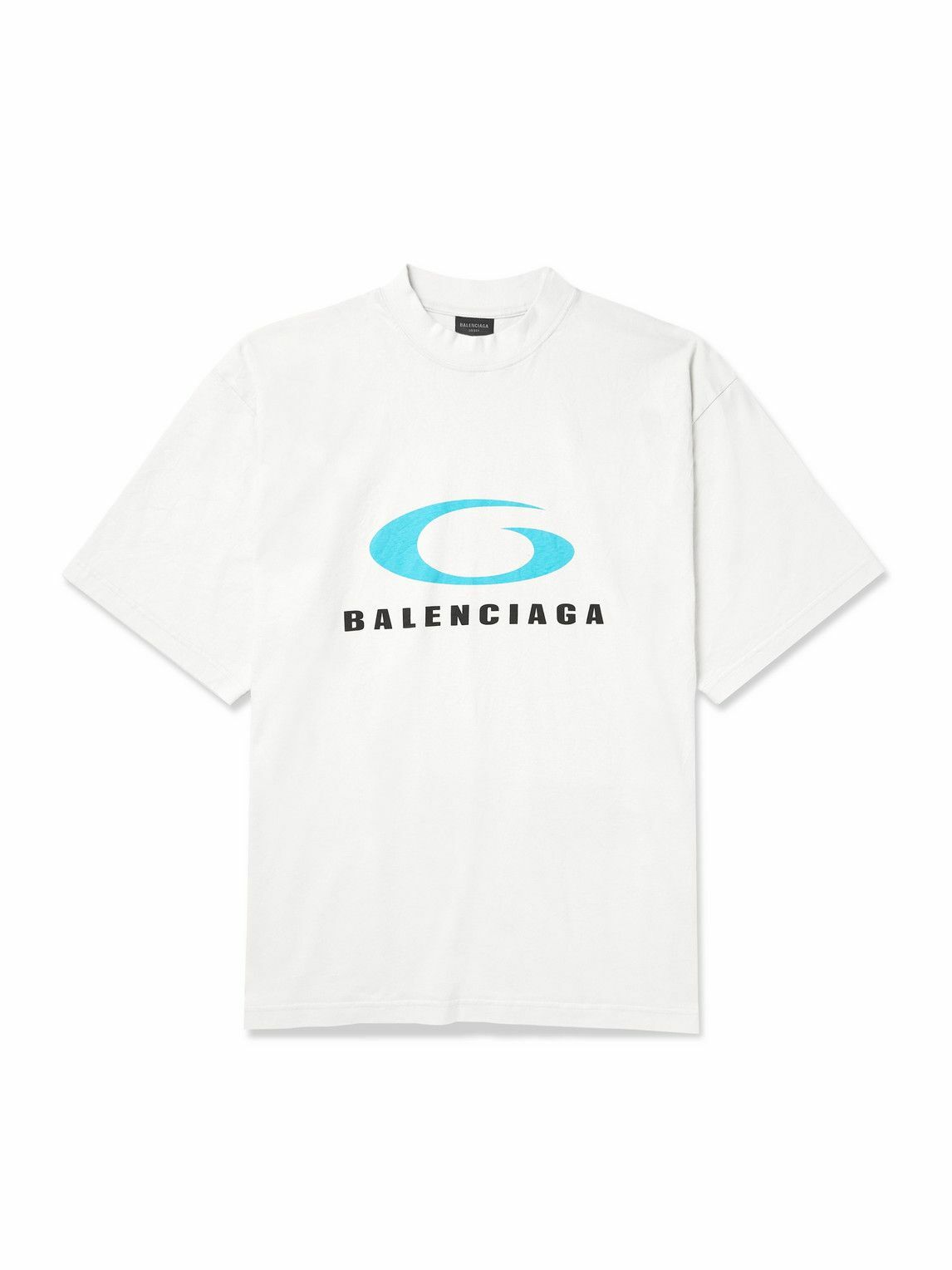 Balenciaga - Oversized Logo-Print Cotton-Jersey T-Shirt - White Balenciaga