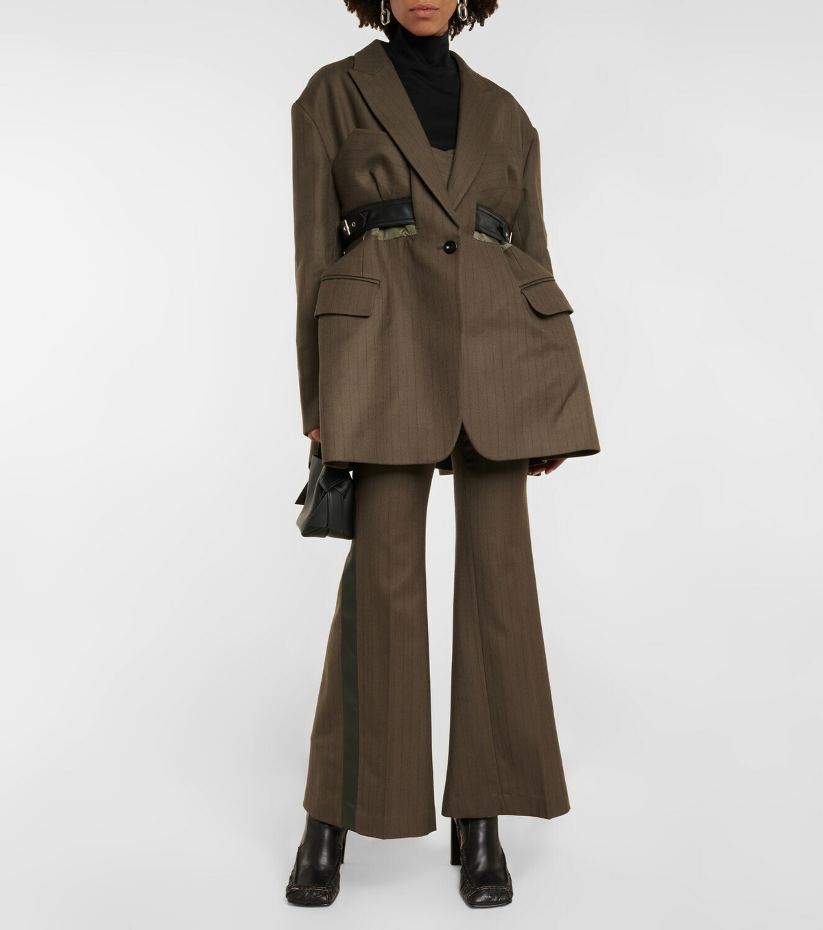 Sacai - Pinstripe wool flared pants Sacai