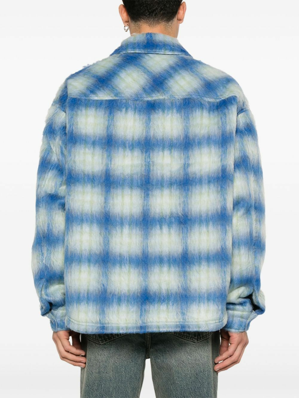 Represent Blue Textured Shirt Jacket Represent