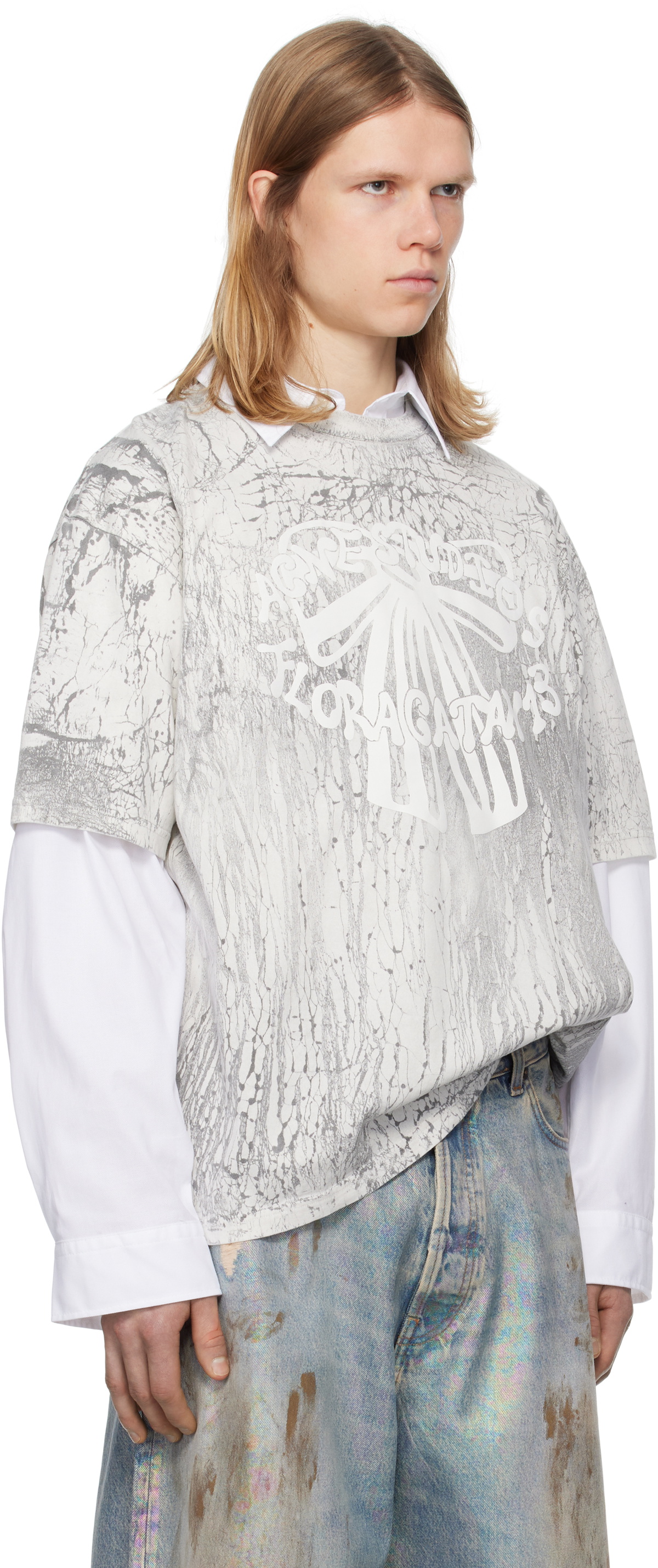 Acne Studios Gray Plaster Print T-shirt Acne Studios