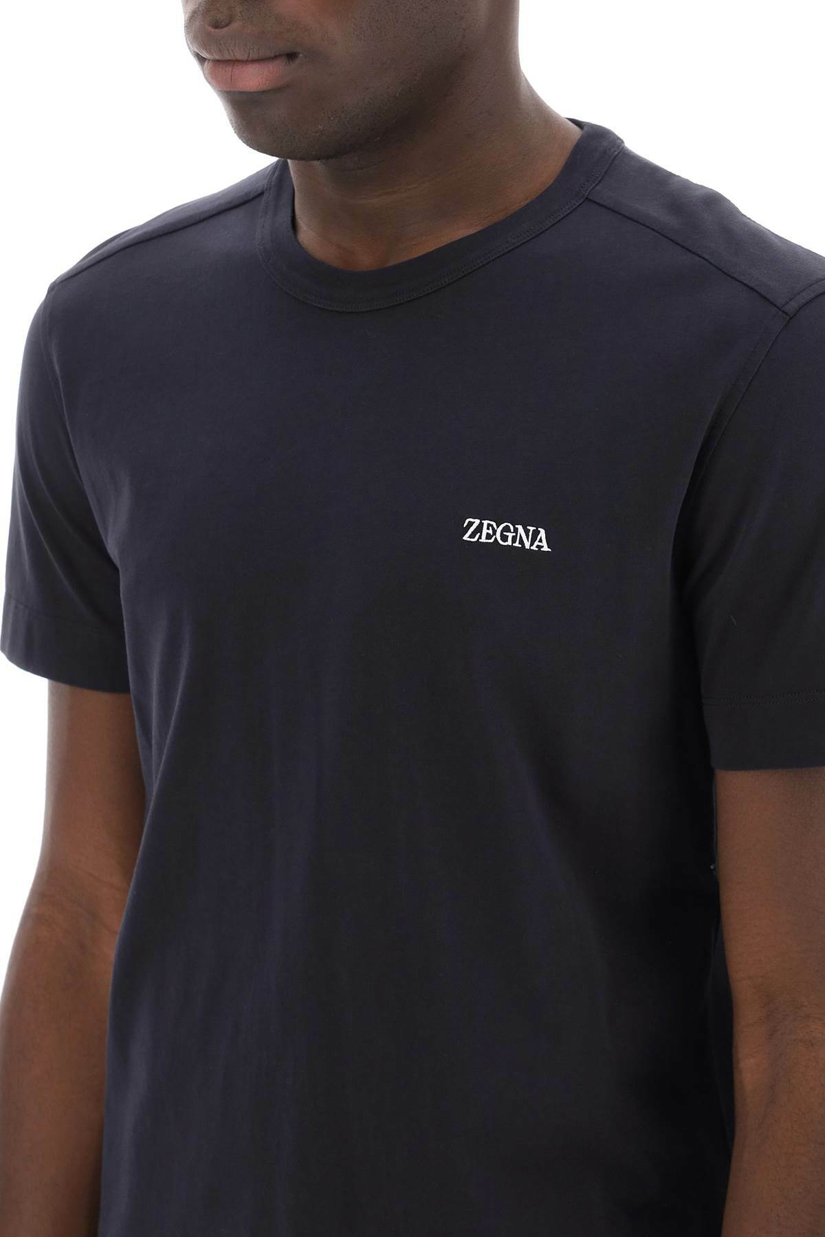 ZEGNA crew-neck sweater with logo embroidery Blue Zegna