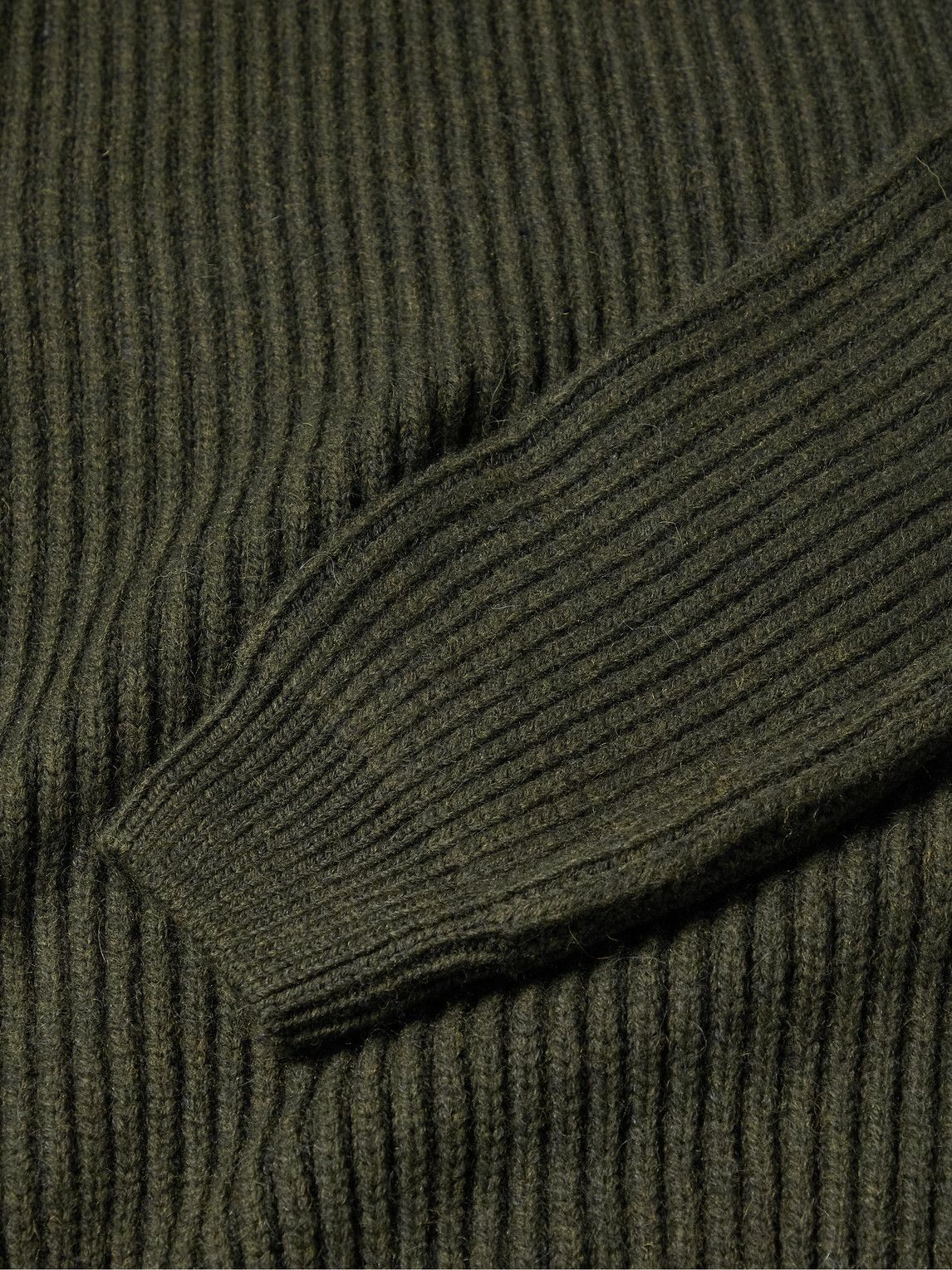 EDWIN - Slim-Fit Garment-Washed Ribbed-Knit Rollneck Sweater - Green Edwin
