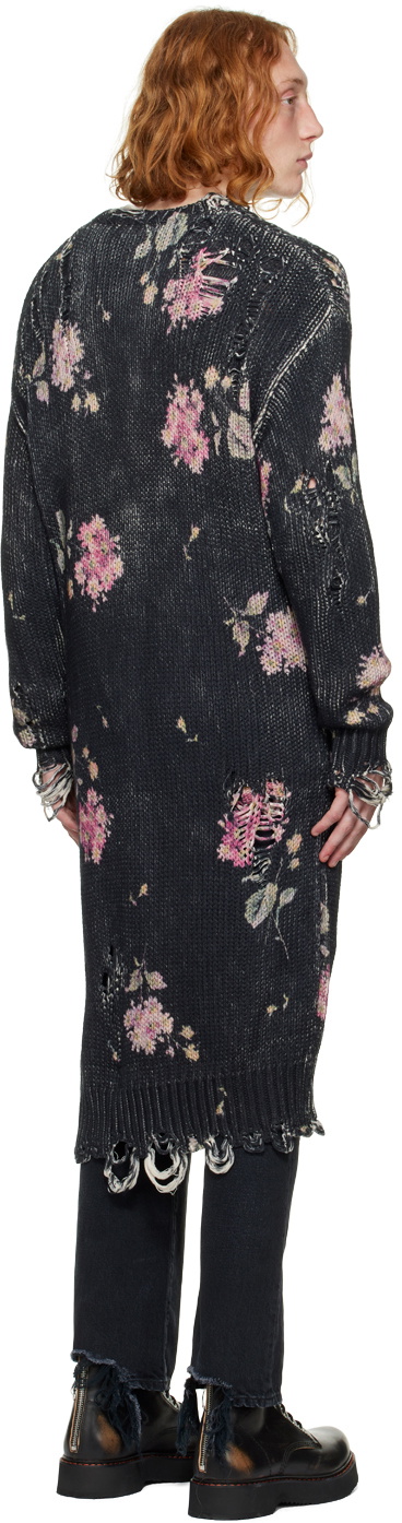 R13 Black Distressed Long Cardigan R13