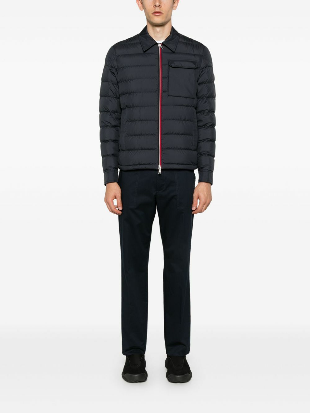 Moncler Blue Logo-Appliqué Quilted Jacket Moncler