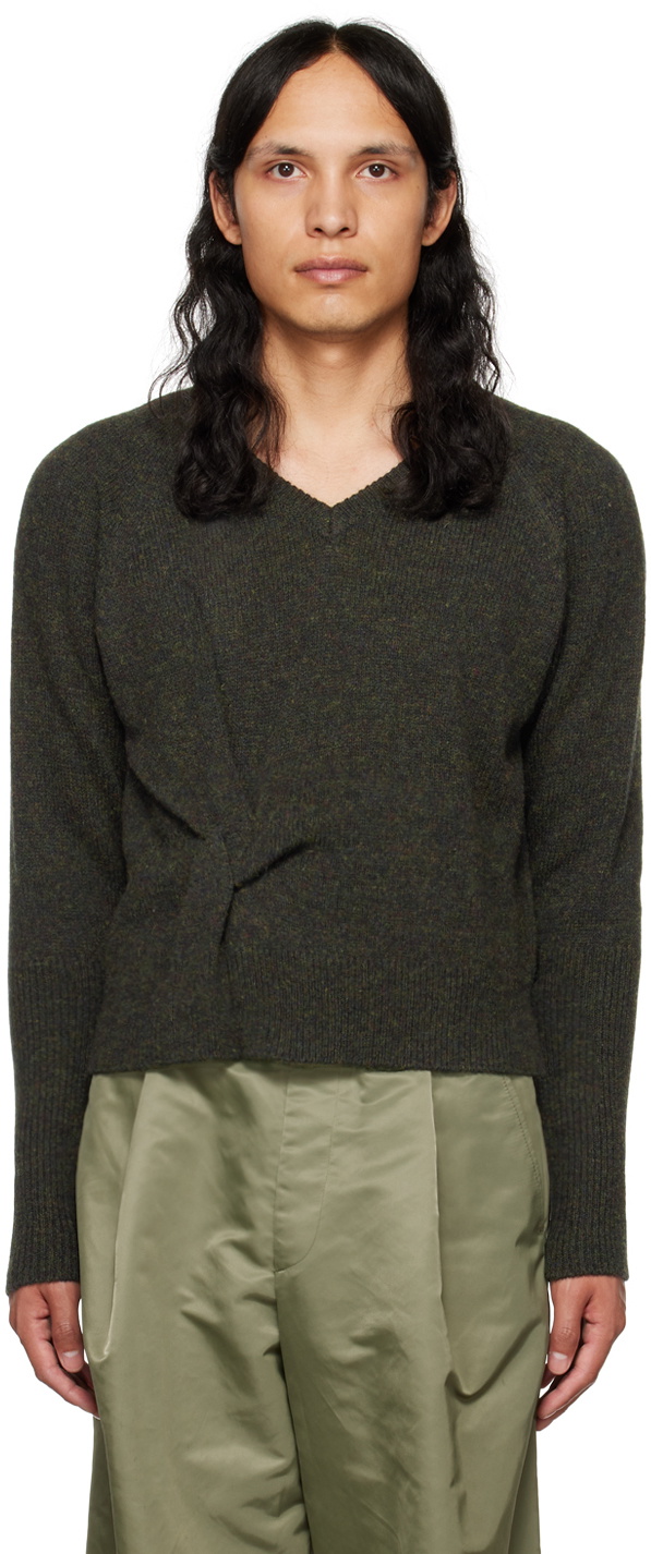 Marina Yee Green Cropped Origami Sweater Marina Yee