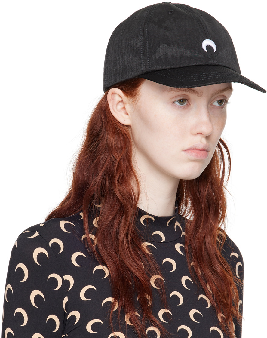 Marine Serre Black Regenerated Moire Baseball Cap Marine Serre