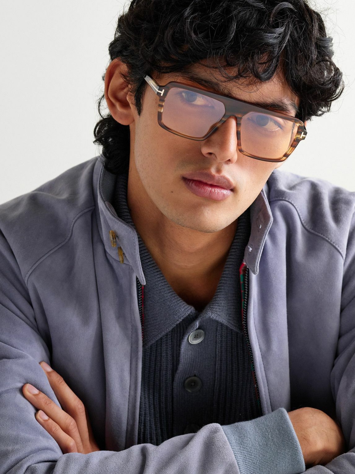 TOM FORD - Vincent D-Frame Marbled Acetate Sunglasses TOM FORD