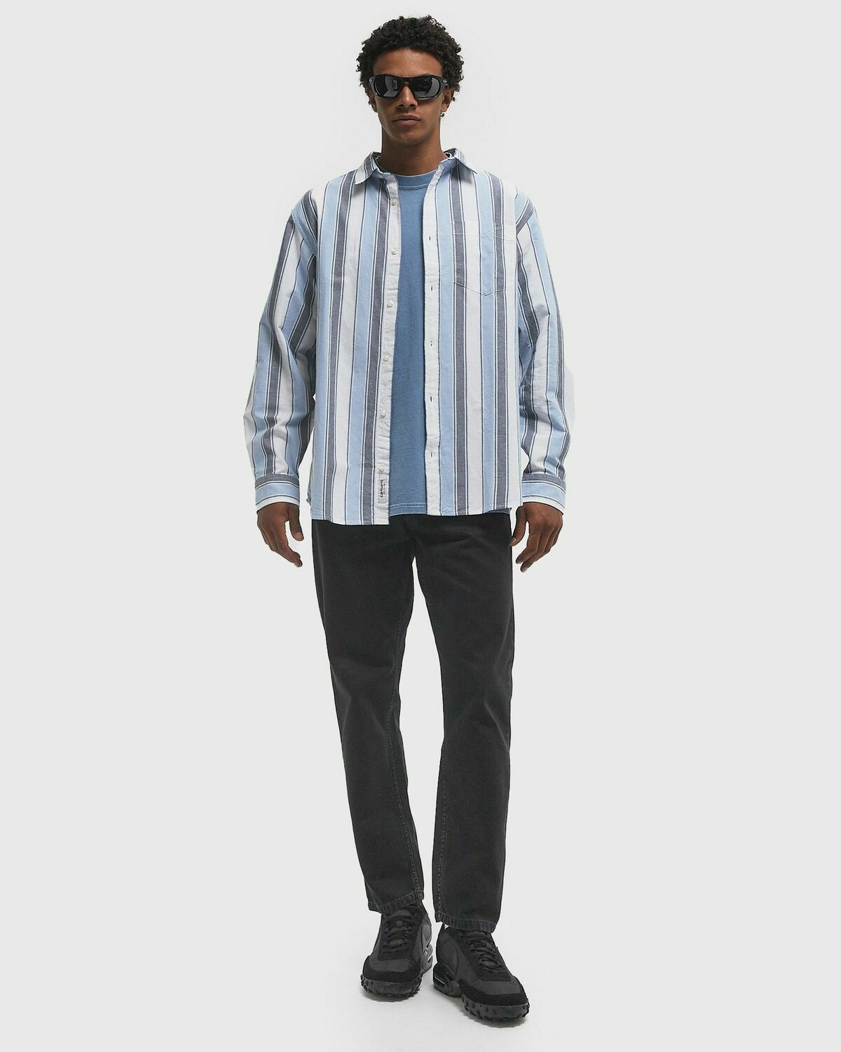 Carhartt WIP L/S Kendricks Shirt Blue Mens Longsleefe Carhartt WIP